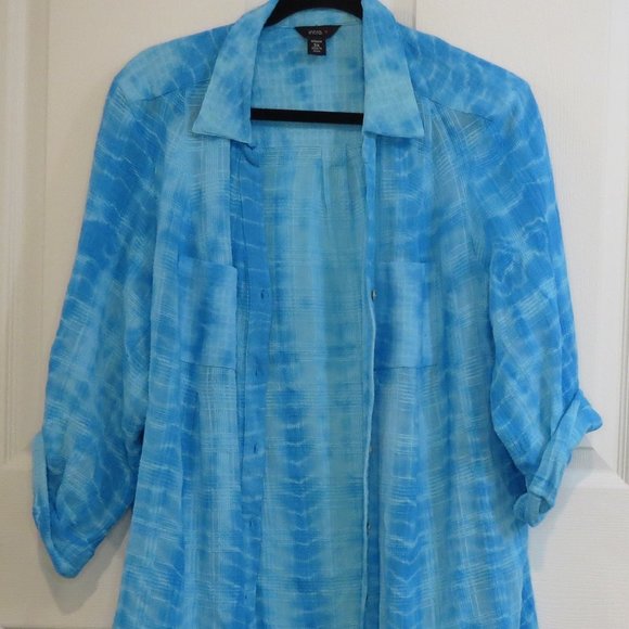 intro. | Tops | Intro Subtle Bluewhite Tie Dye Blouse With 34 Sleeves ...